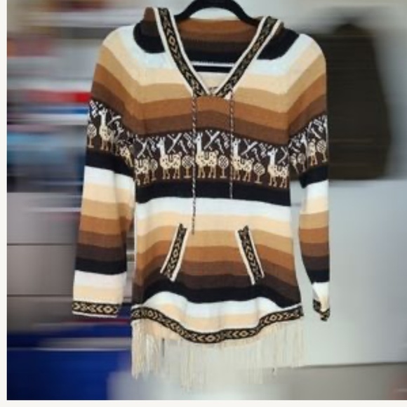 Alpaca Peru | Sweaters | Vintage Alpaca Peru Knitted Boho Tribal Aztec ...